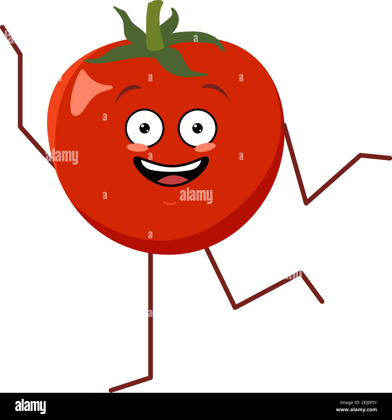 Cute character cheerful tomato with emotions dancing Stock Vector Image ...