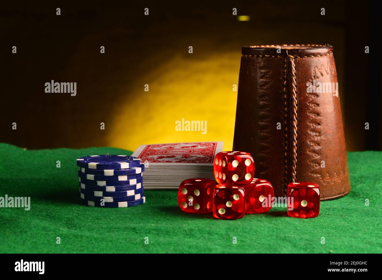 Cards, dices and chips on the table Stock Photo - Alamy