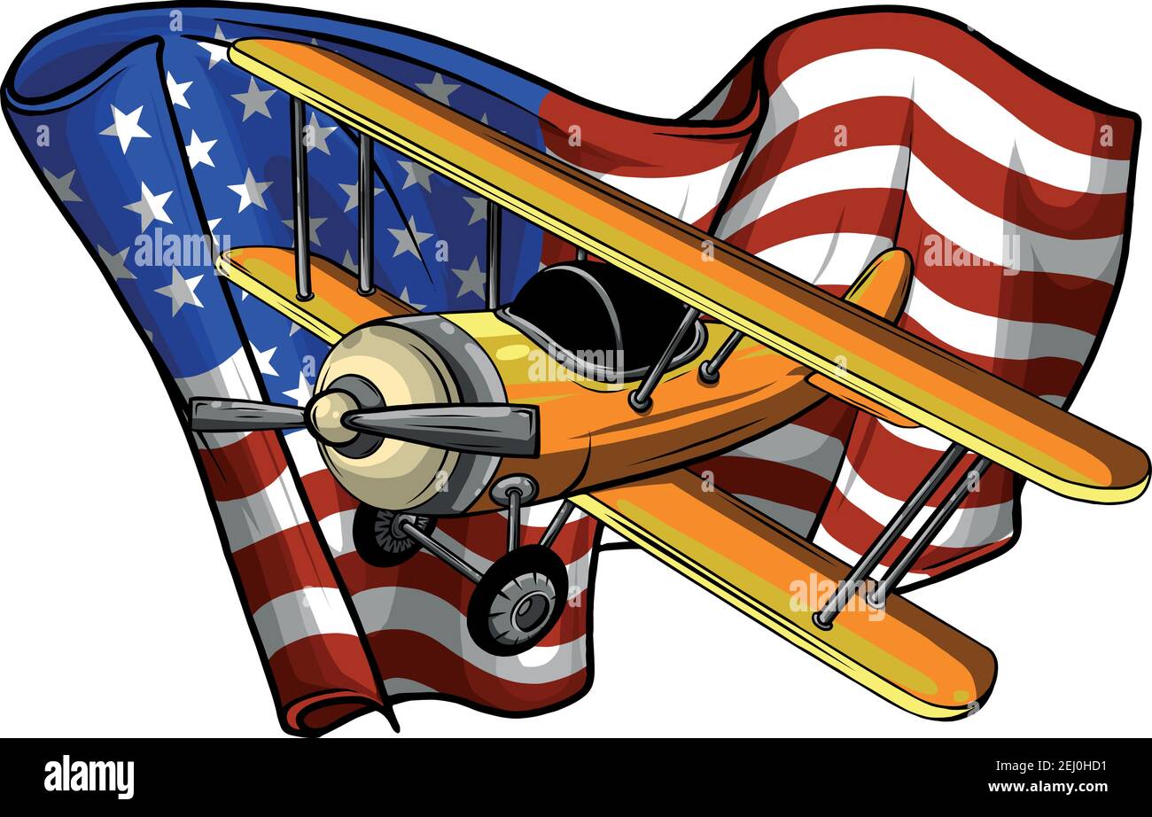 Vector illustration Cartoon airPlane with america flag Stock Vector ...