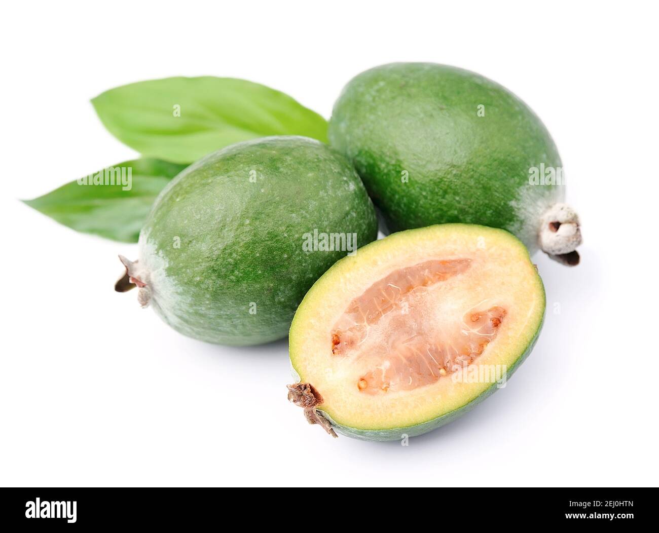 Sweet feijoa fruits close up on white background .Tropical fruits Stock ...