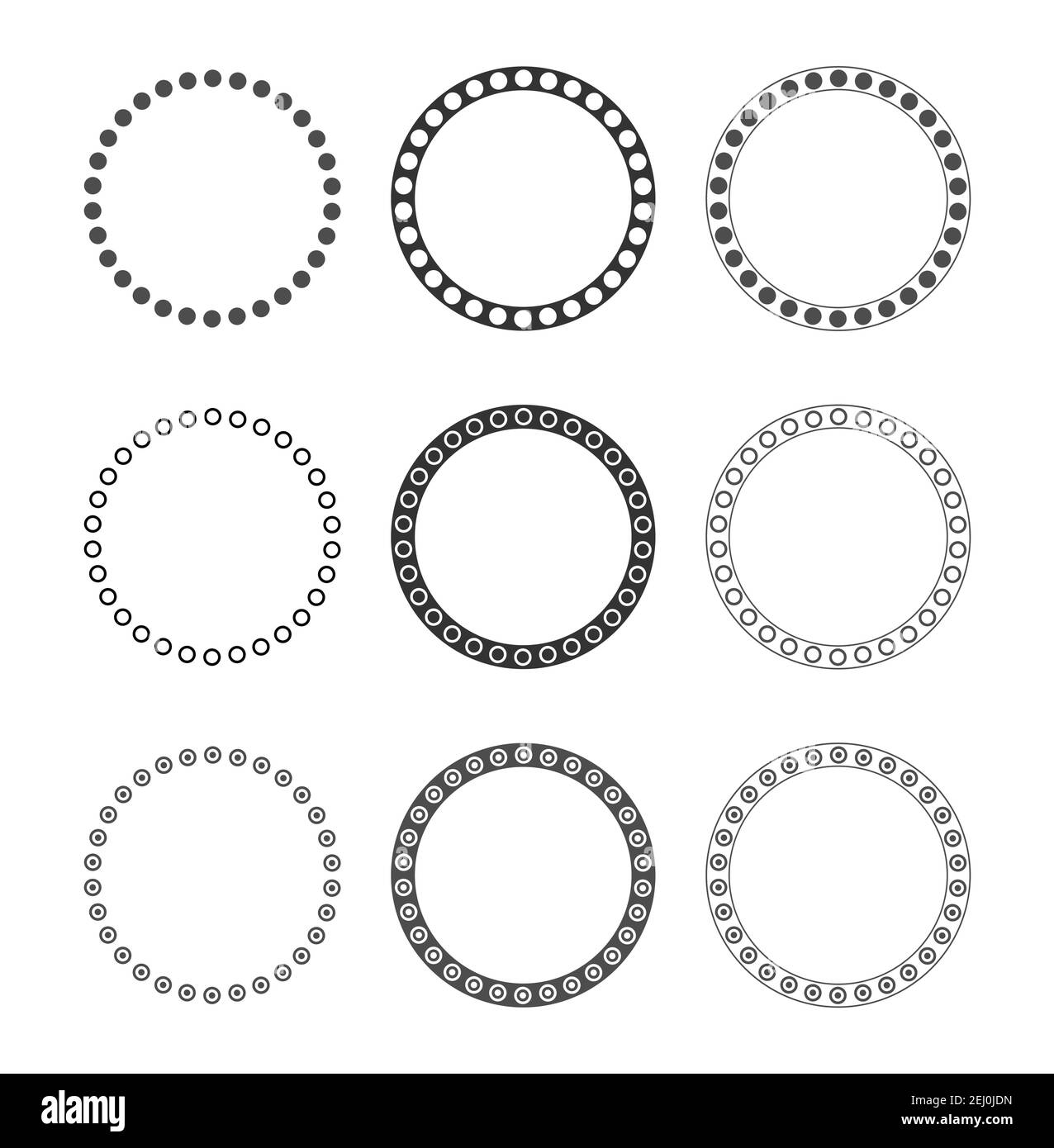 set of rings made of circles. Empty and filled contour. Vector ...