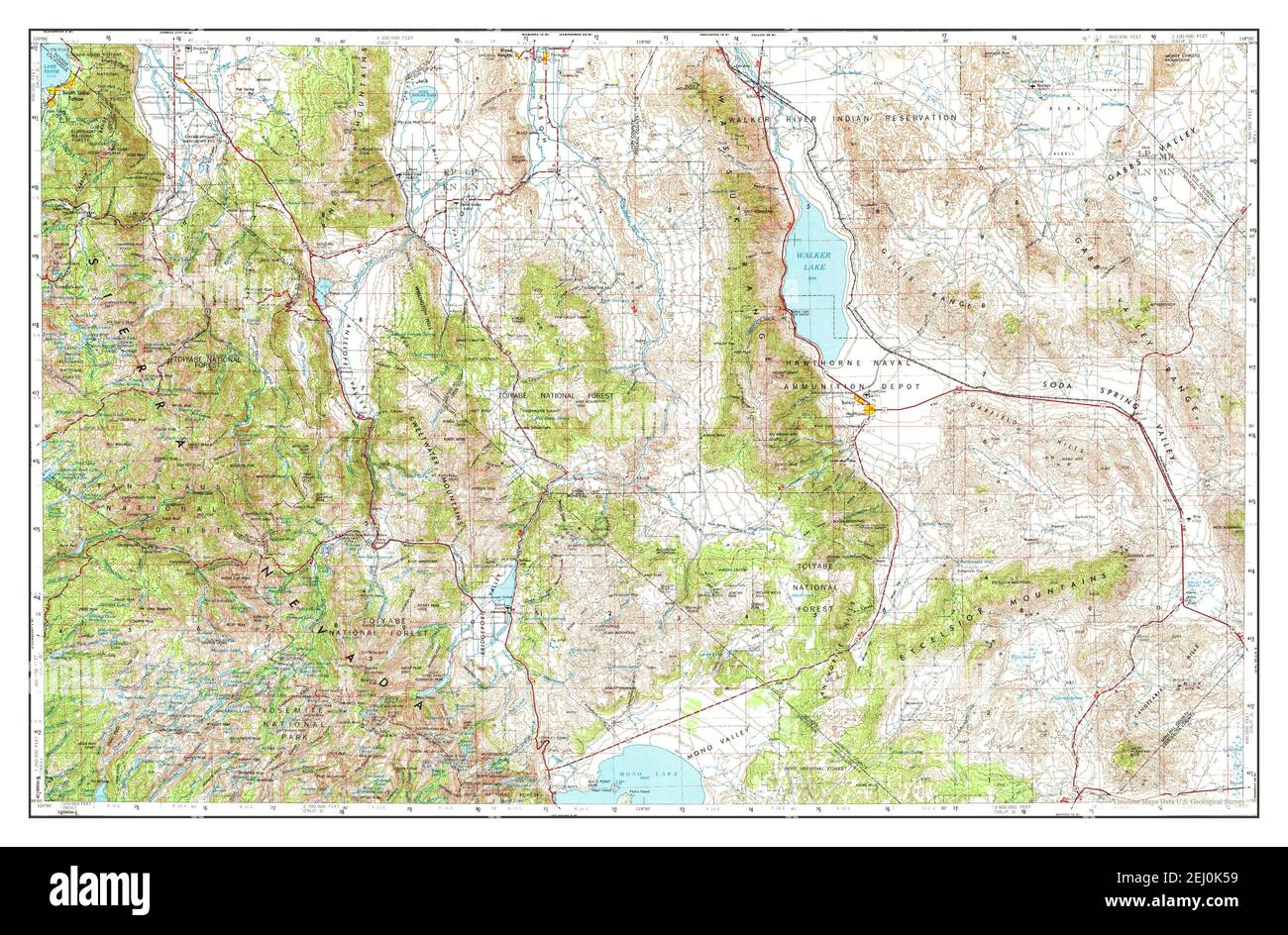 Walker Lake, Nevada, map 1957, 1:250000, United States of America by ...