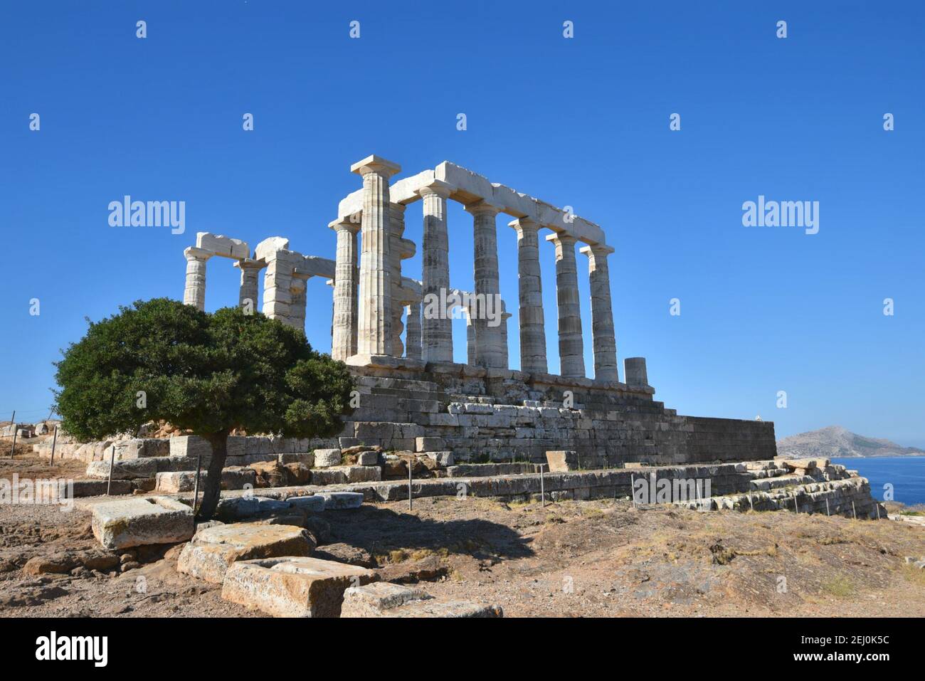 Panoramic view of the ancient Greek Doric style Temple of Poseidon at ...