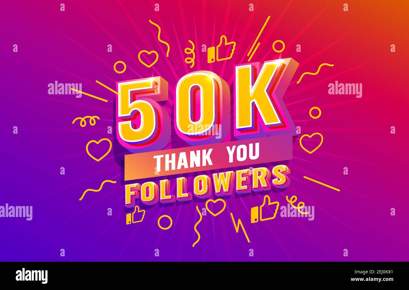 Thank you 50k followers, peoples online social group, happy banner ...