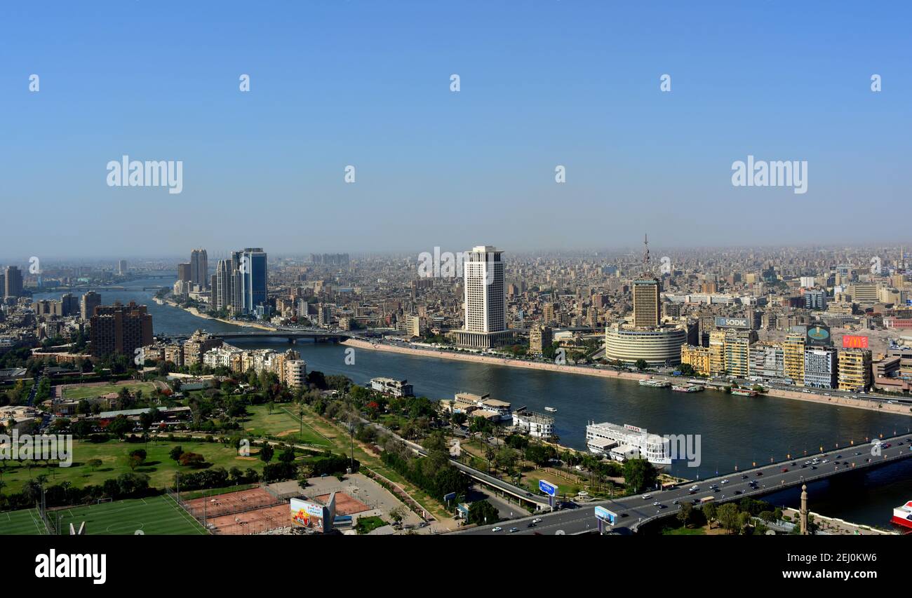 Aerial view of Cairo Egypt cityscape , panoramic view of Cairo and ...