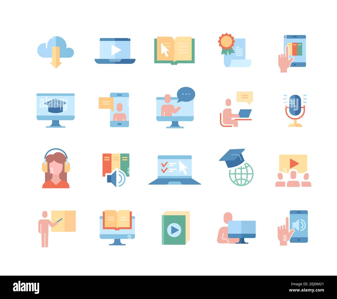 Collection of colored e-learning related icons Stock Vector Image & Art ...