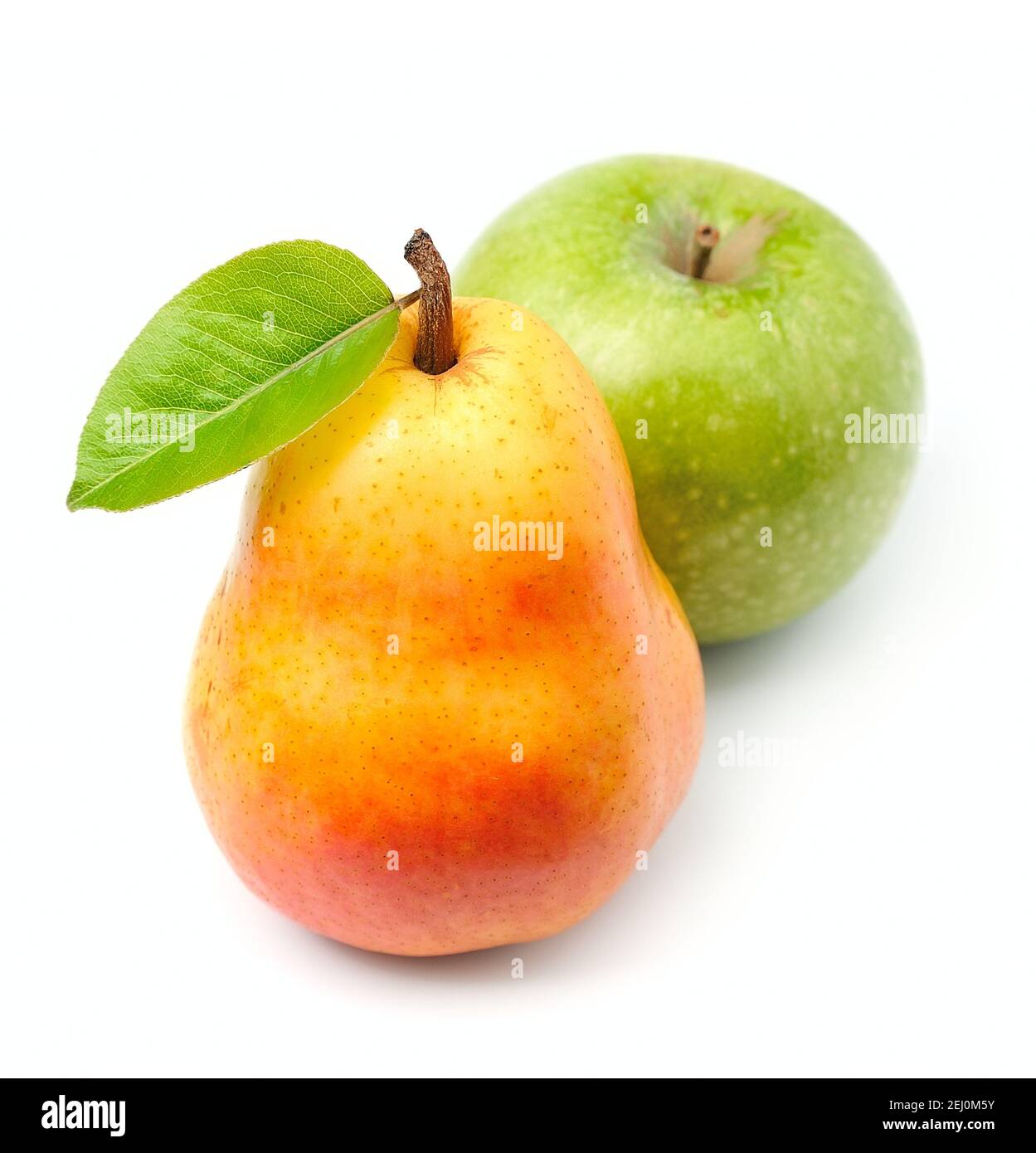 Sweet apples and pears closeup on white Stock Photo - Alamy