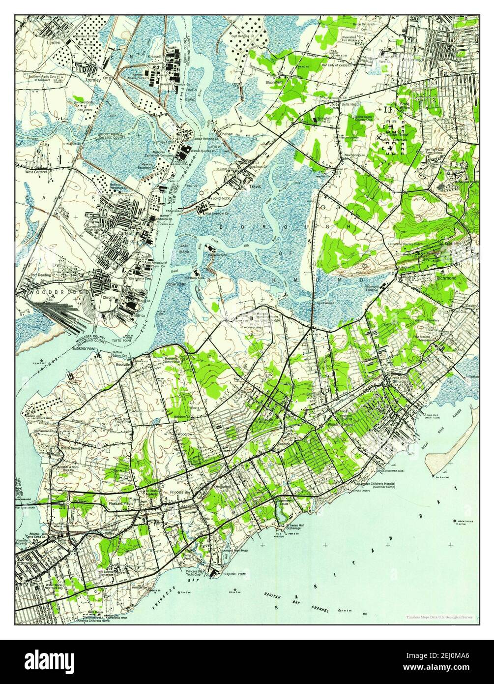 Arthur Kill, New York, map 1947, 1:24000, United States of America by ...