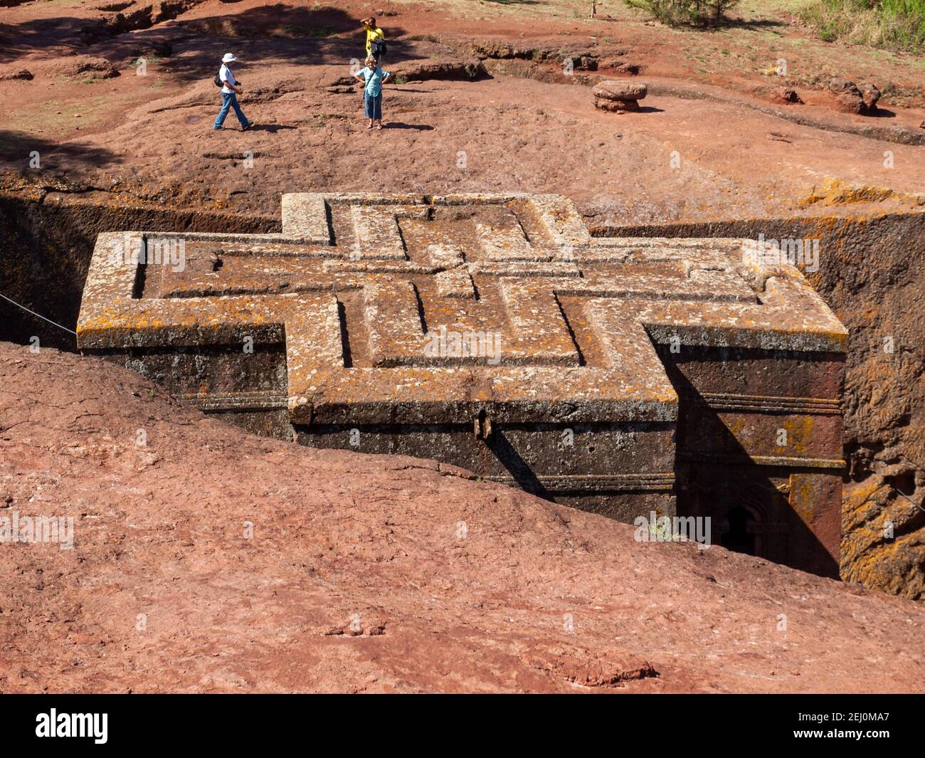 Cross shaped Bet Giyorgis church in Lalibela - top view Stock Photo - Alamy