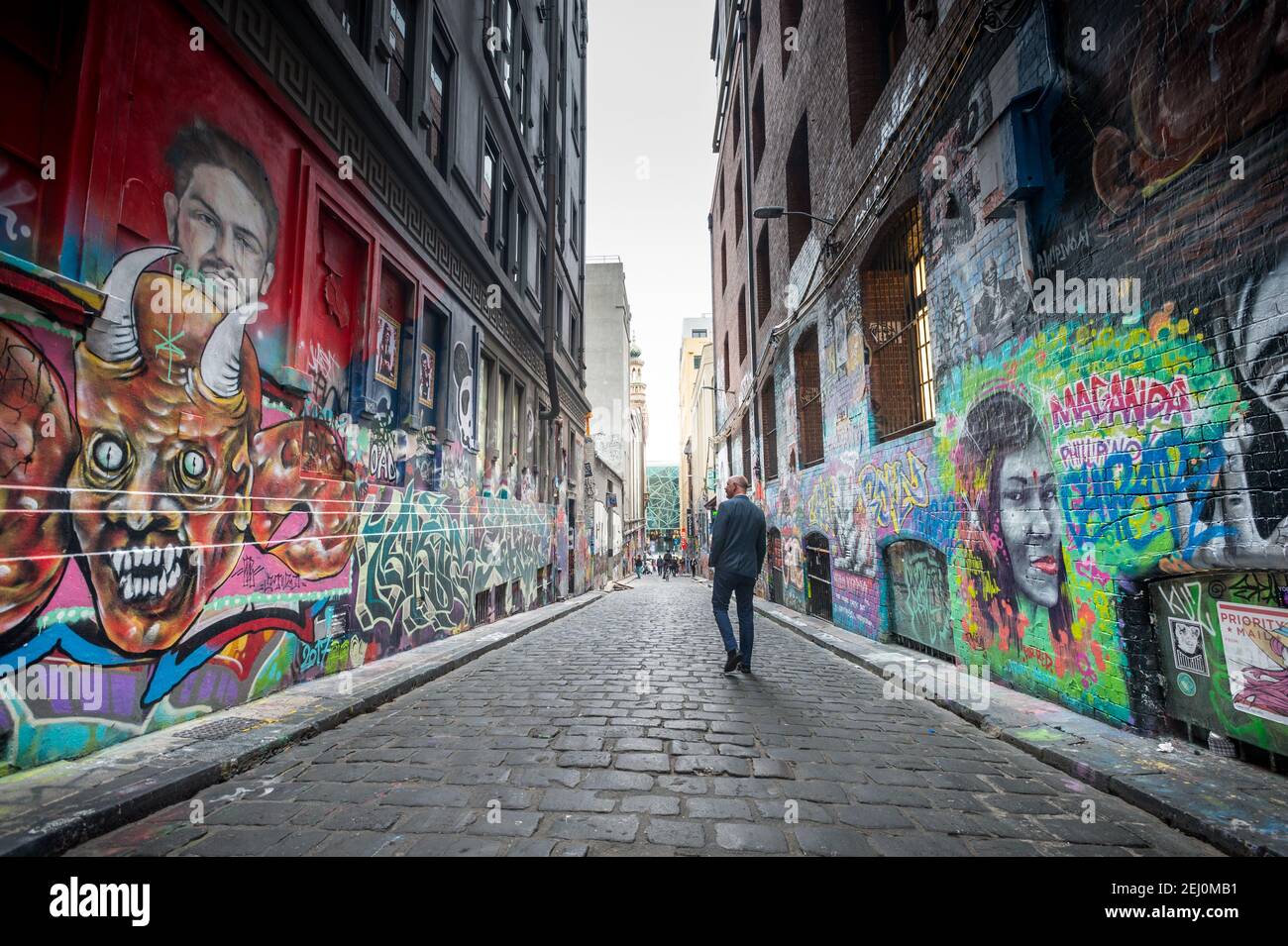 Street art on Hosier Lane, Melbourne, Victoria, Australia Stock Photo ...