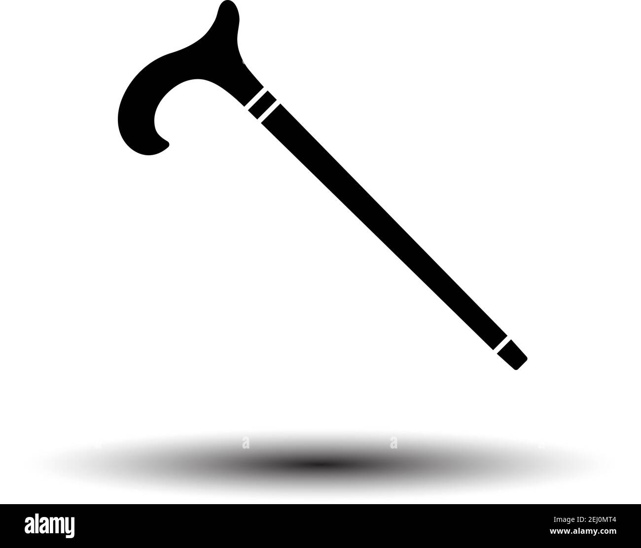 Walking Stick Icon. Black on White Background With Shadow. Vector ...