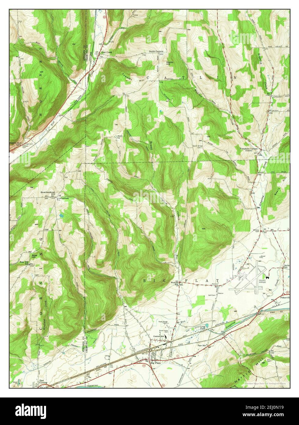 Big Flats, New York, map 1953, 1:24000, United States of America by ...