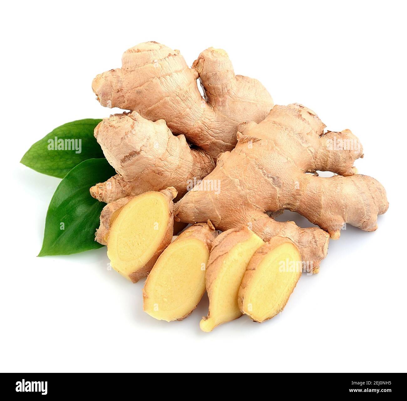 Ginger root in isolated white background Stock Photo - Alamy