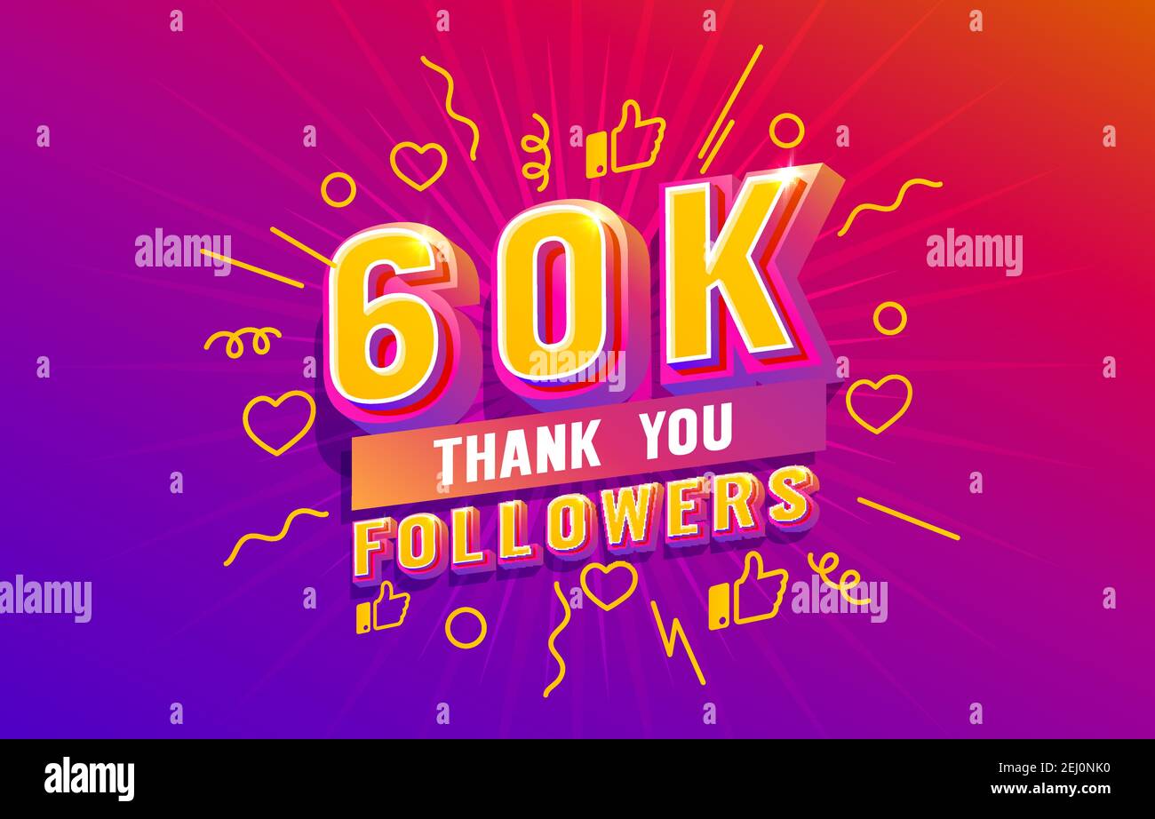 Thank you 60k followers, peoples online social group, happy banner ...