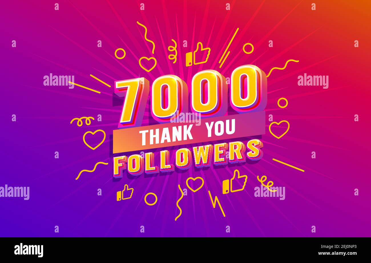 Thank you 7000 followers, peoples online social group, happy banner ...