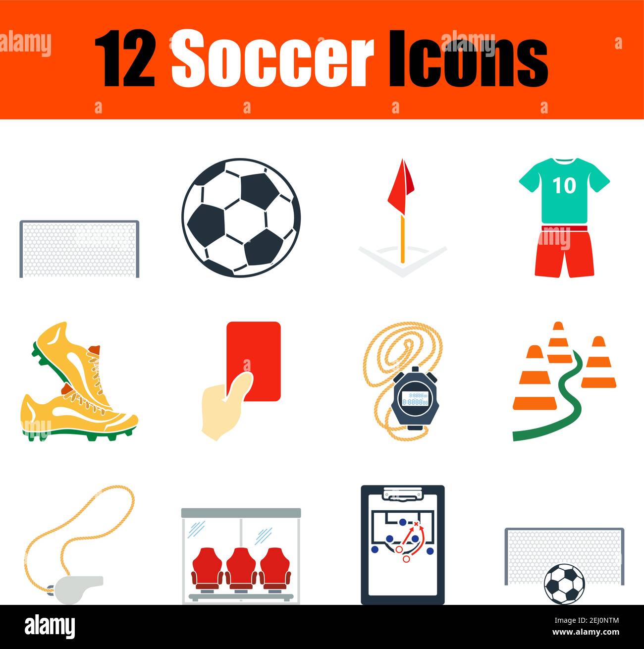 Soccer Icon Set. Flat Design. Fully editable vector illustration. Text ...