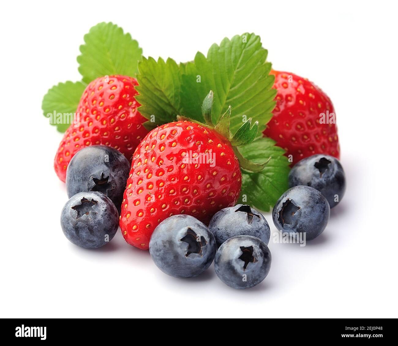 Sweet strawberry and blackberry isolated on white backgrounds Stock ...