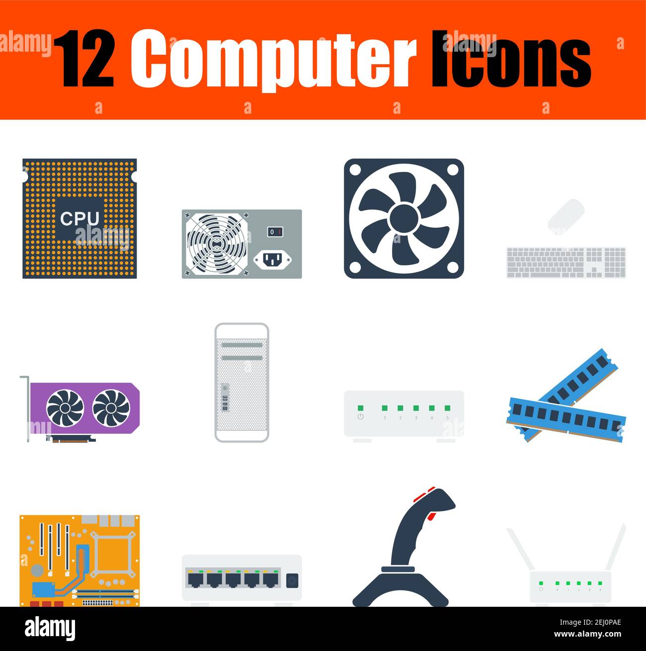 Computer Icon Set. Flat Design. Fully editable vector illustration ...