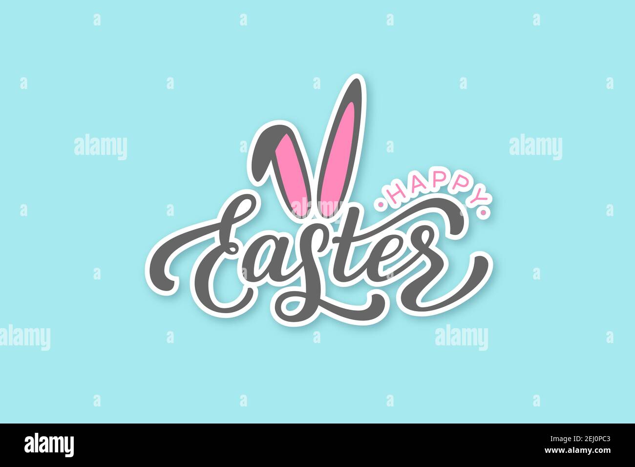 Happy easter cute cartoon calligraphy hi-res stock photography and ...