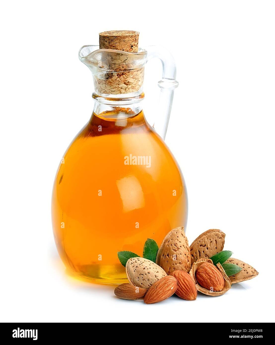 Almonds oil isolated on white background Stock Photo - Alamy