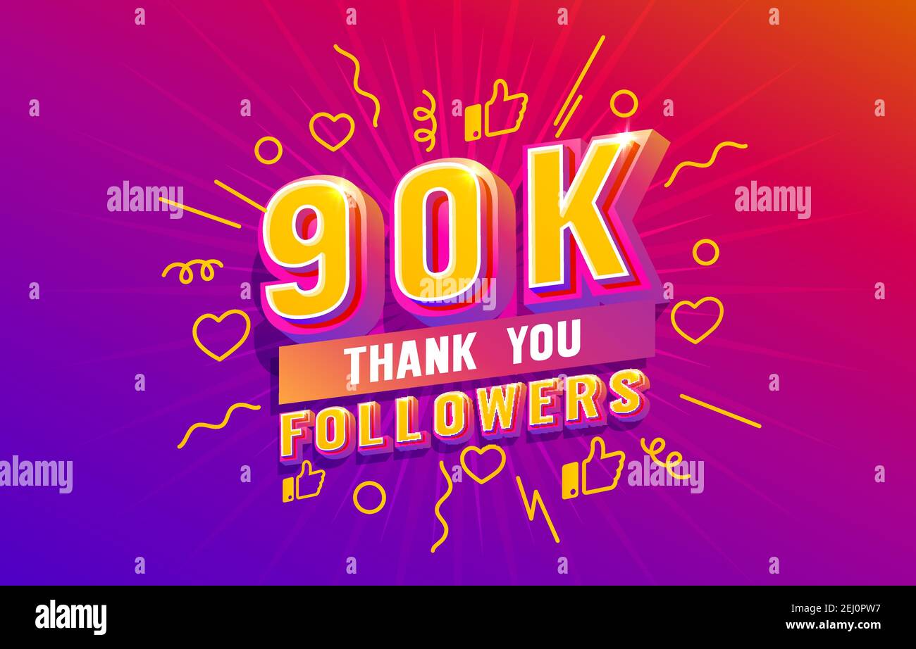 Thank you 90k followers, peoples online social group, happy banner ...