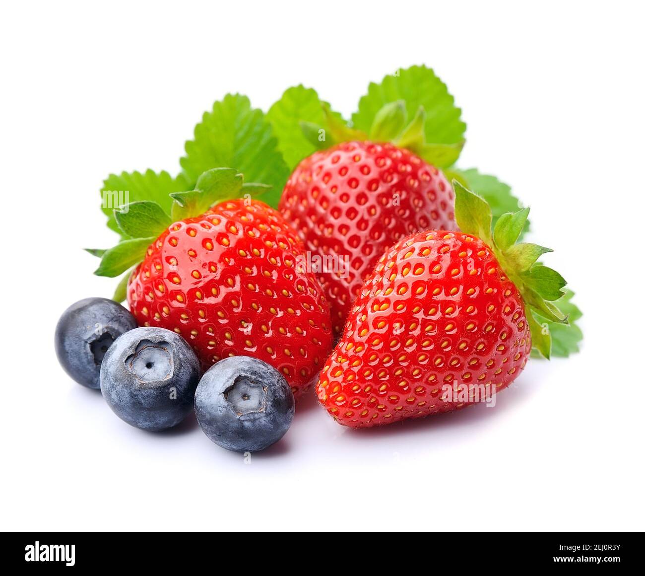 Sweet strawberry and blueberries isolated on white backgrounds Stock ...
