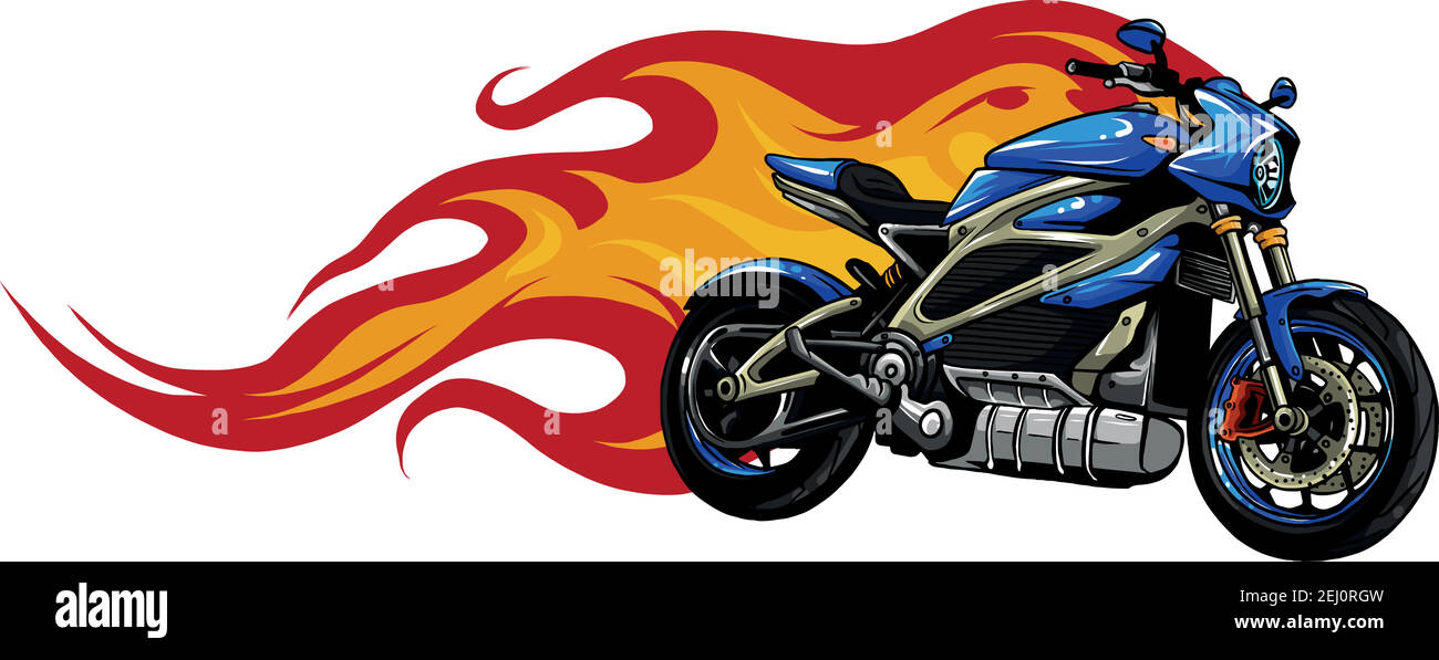 Motorcycle Racing with Fire Vector illustration design Stock Vector ...