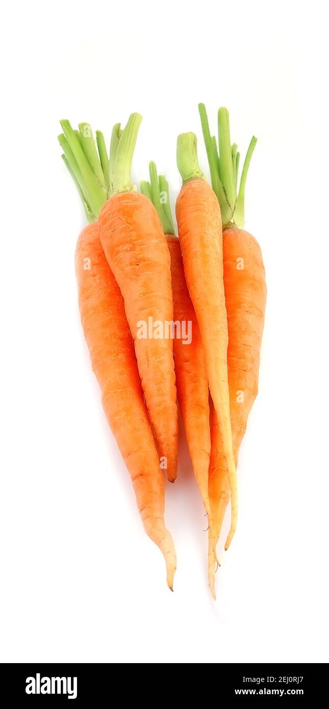 Ripe carrot roots isolated on white backgrounds Stock Photo - Alamy
