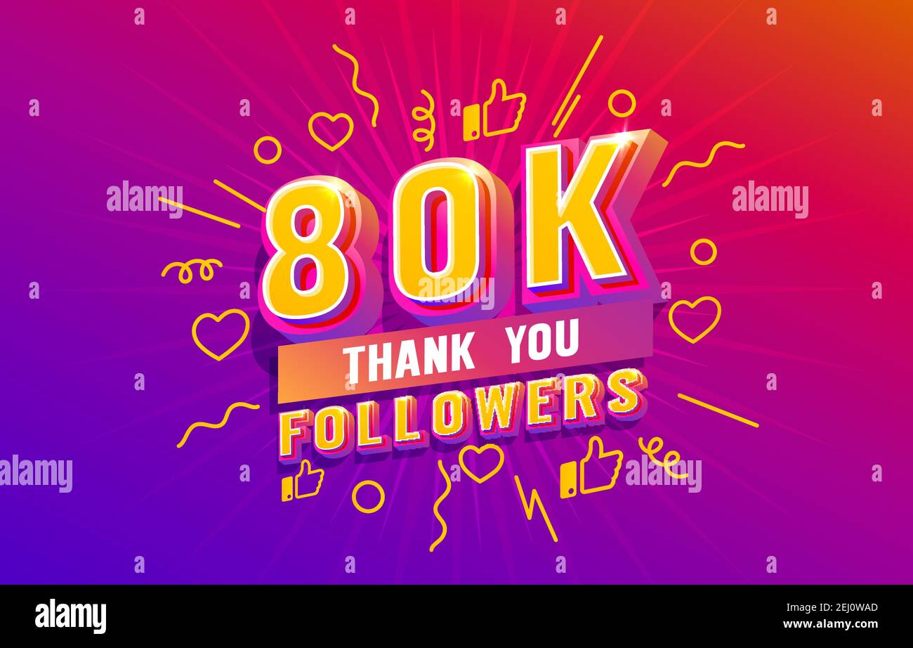 Thank you 80k followers, peoples online social group, happy banner ...