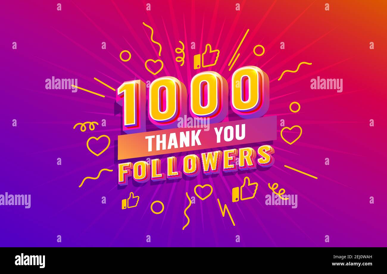 Thank you 1000 followers, peoples online social group, happy banner ...