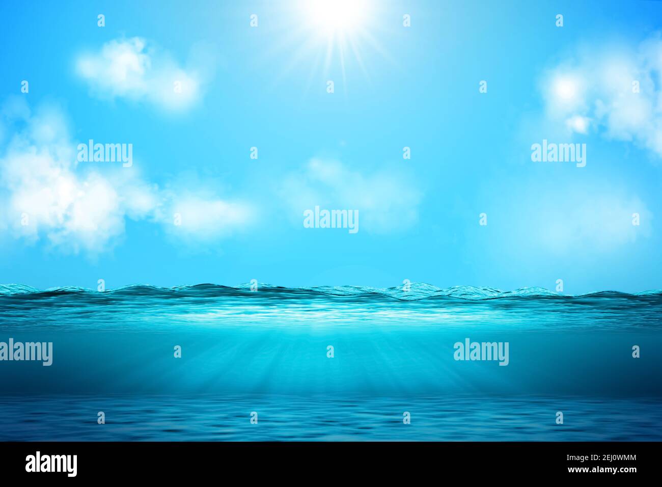 Realistic 3D ocean underwater landscape Stock Photo - Alamy