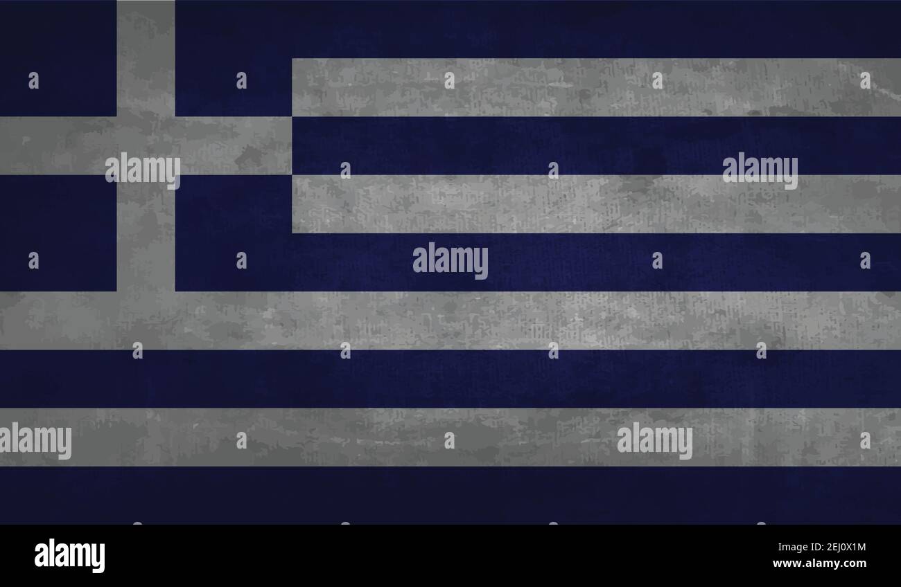 Greece flag with waving grunge texture. Vector background Stock Vector ...