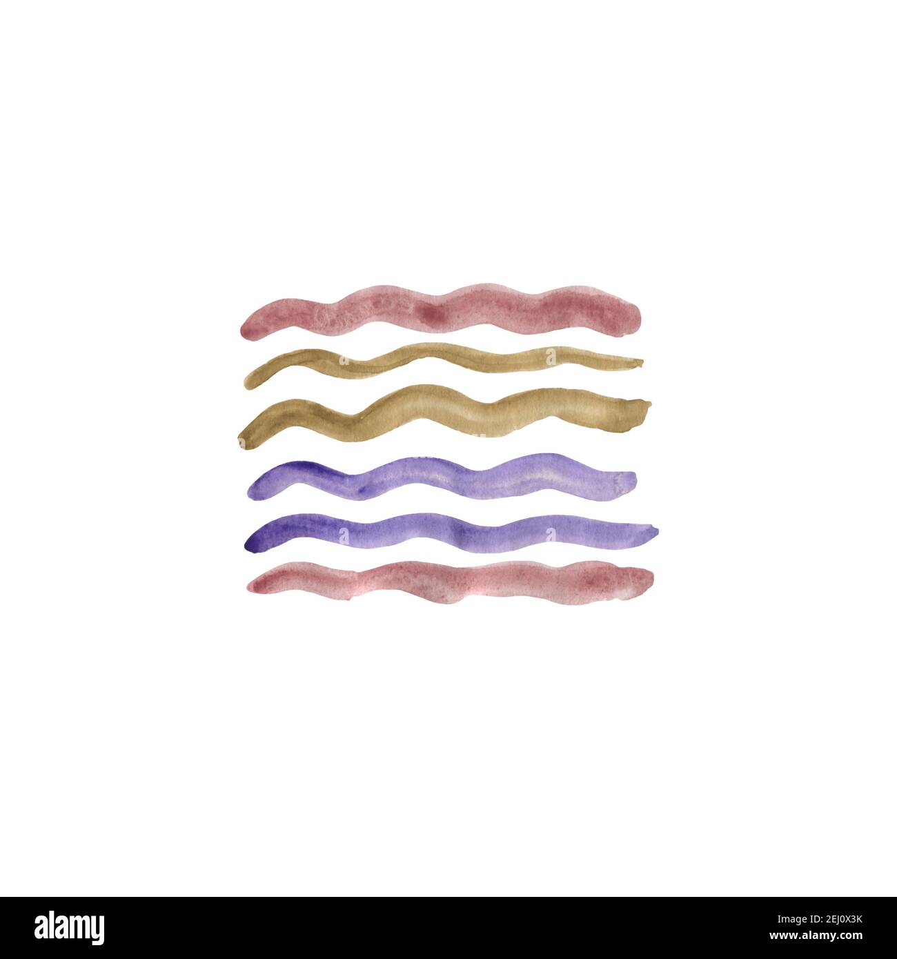 A pattern of abstract square formed with watercolor curly horizontal ...