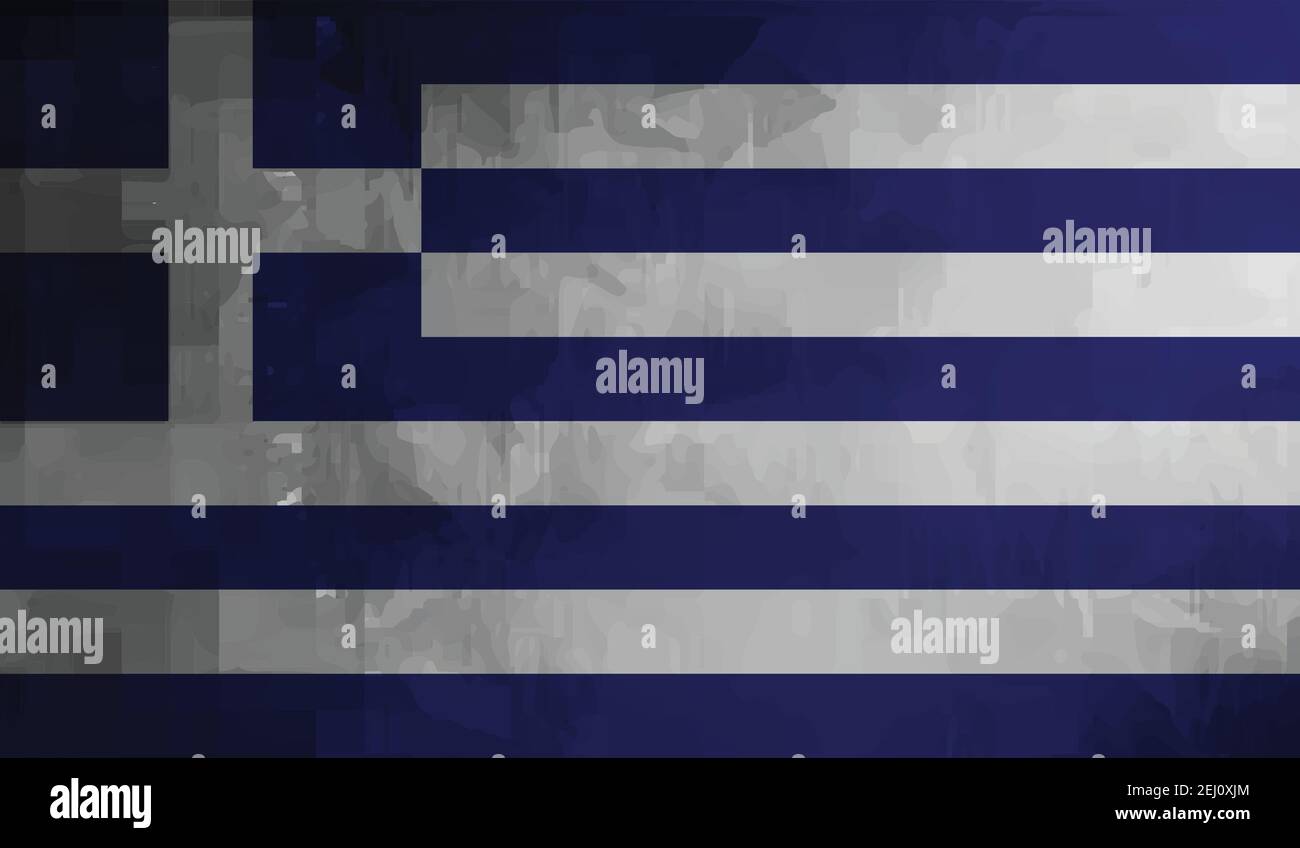 Greece flag with waving grunge texture. Vector background Stock Vector ...