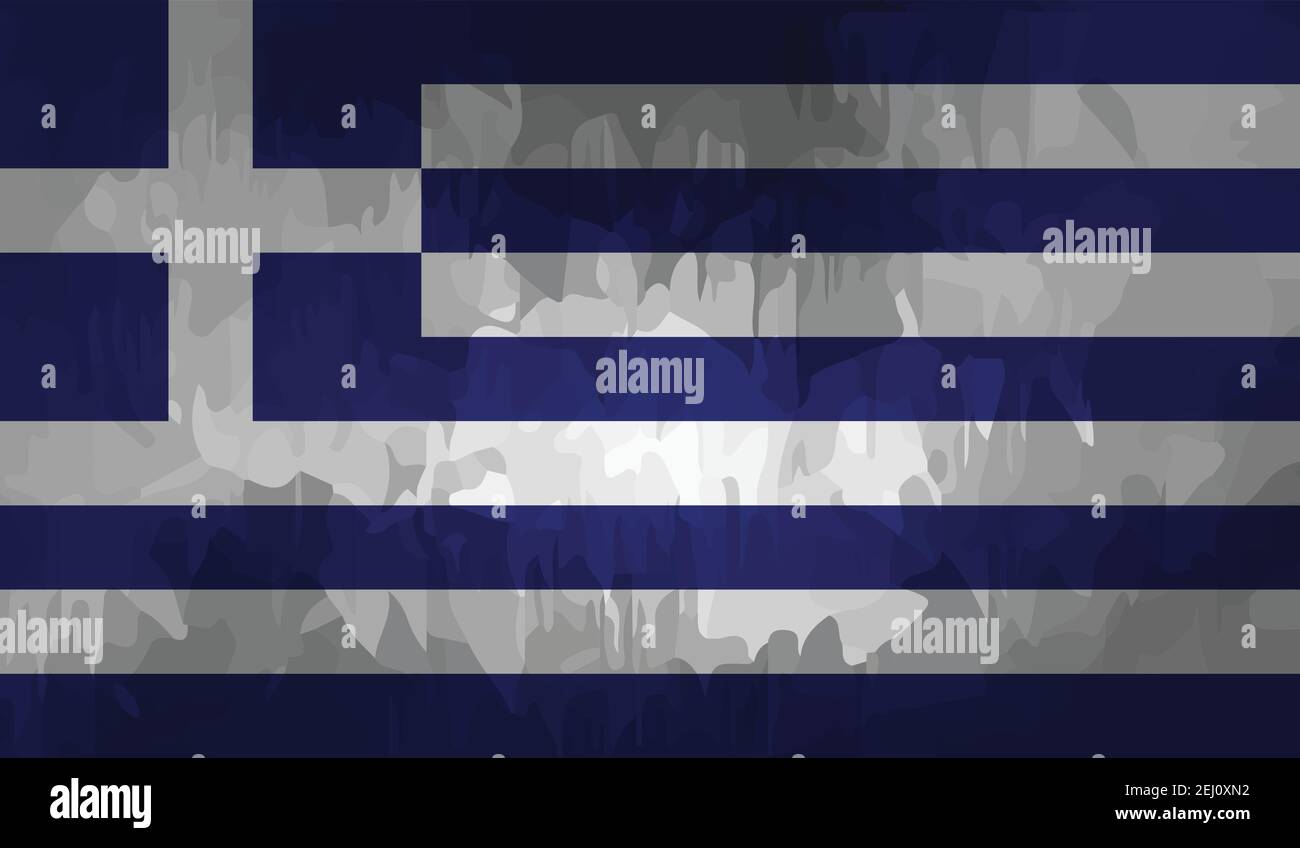 Greece flag with waving grunge texture. Vector background Stock Vector ...