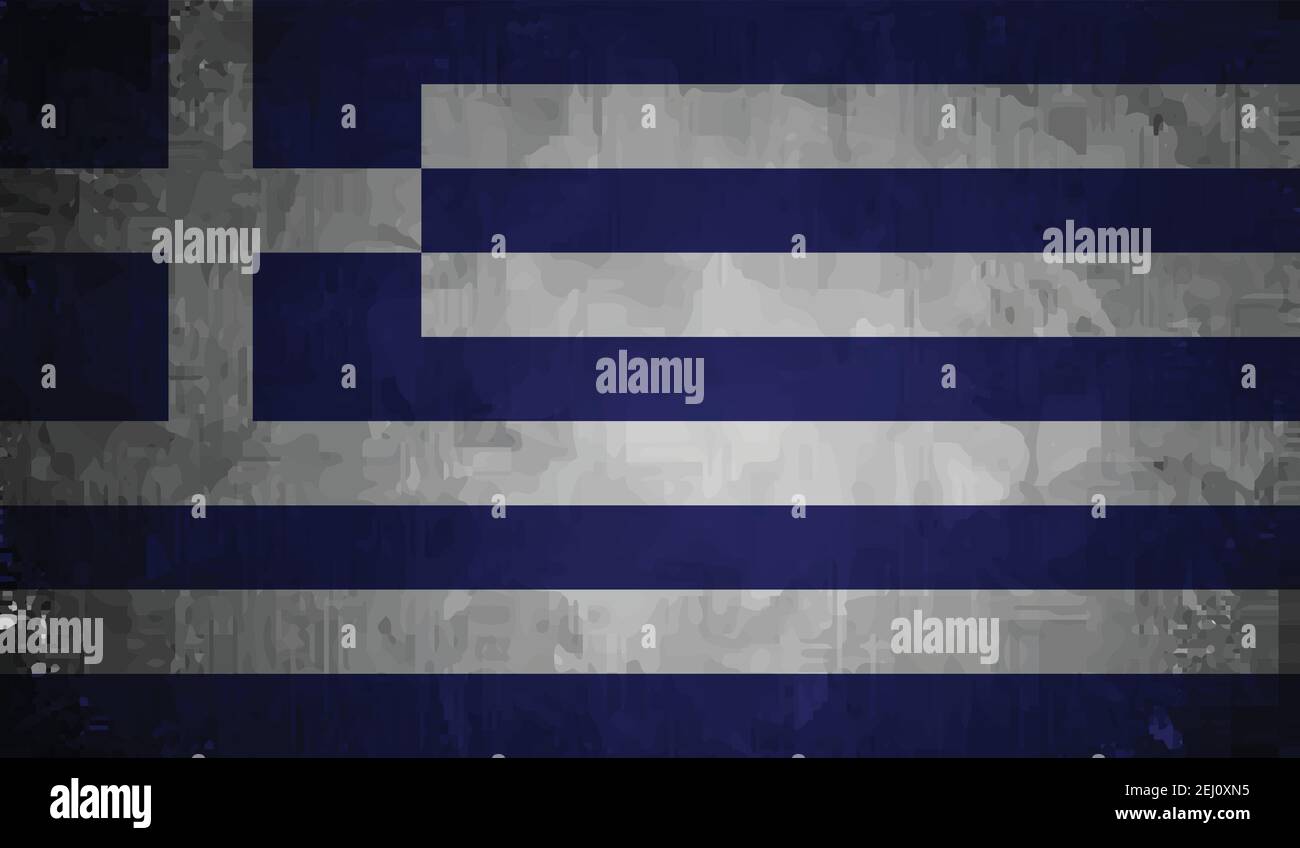 Greece flag with waving grunge texture. Vector background Stock Vector ...