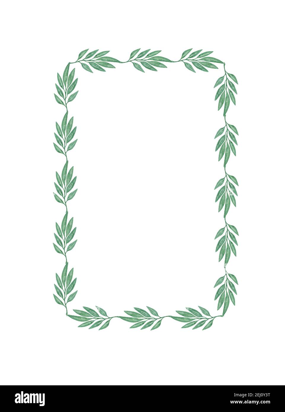 Hand drawn watercolor floral illustration, fancy green leaves ...