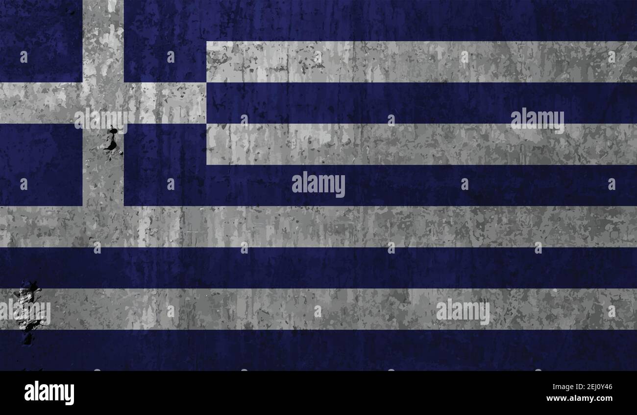 Greece flag with waving grunge texture. Vector background Stock Vector ...