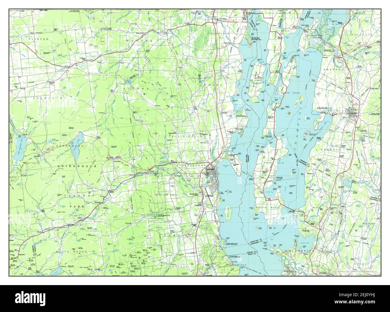 Vintage map of lake champlain Cut Out Stock Images & Pictures - Alamy
