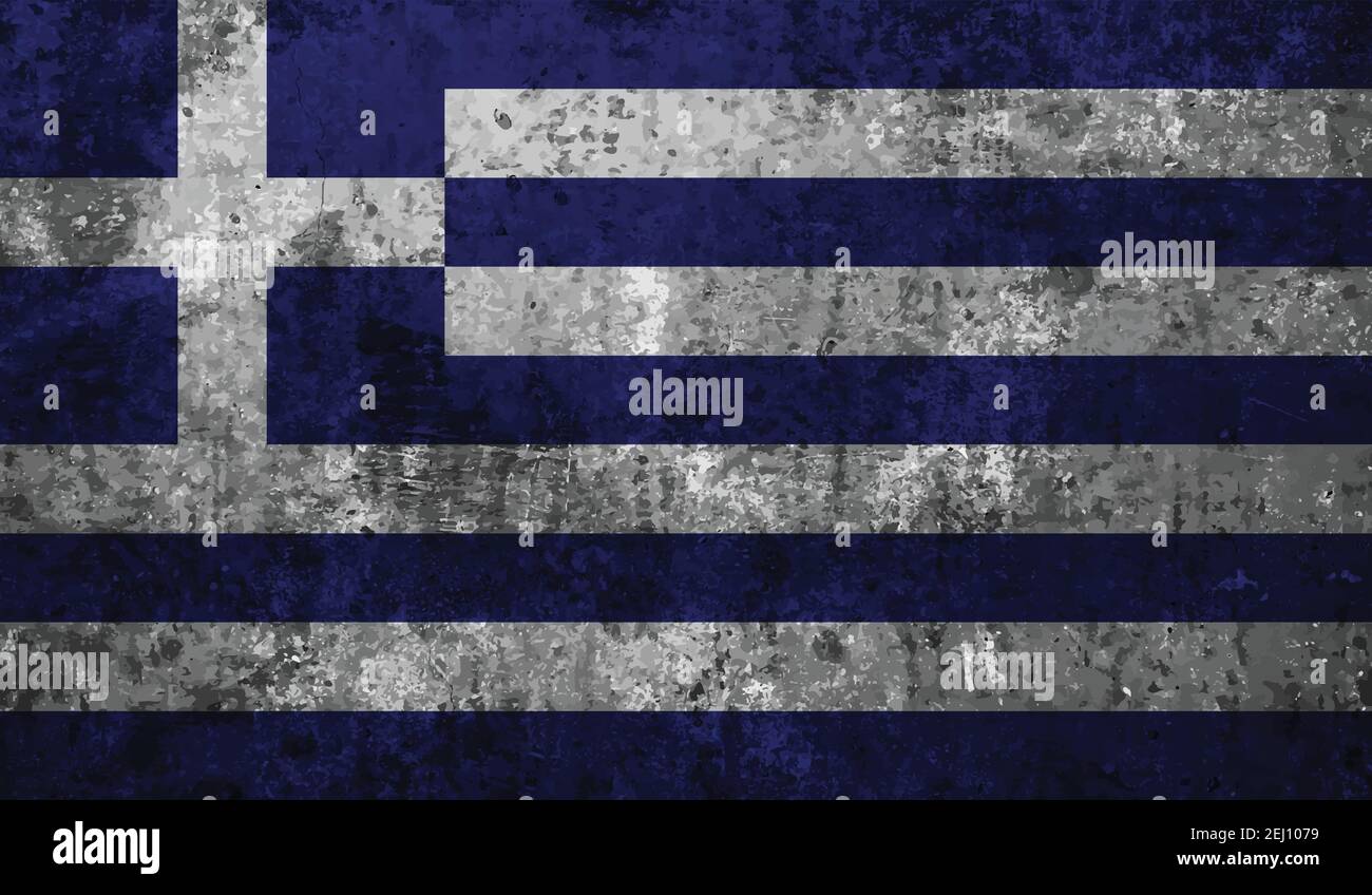 Greece flag with waving grunge texture. Vector background Stock Vector ...