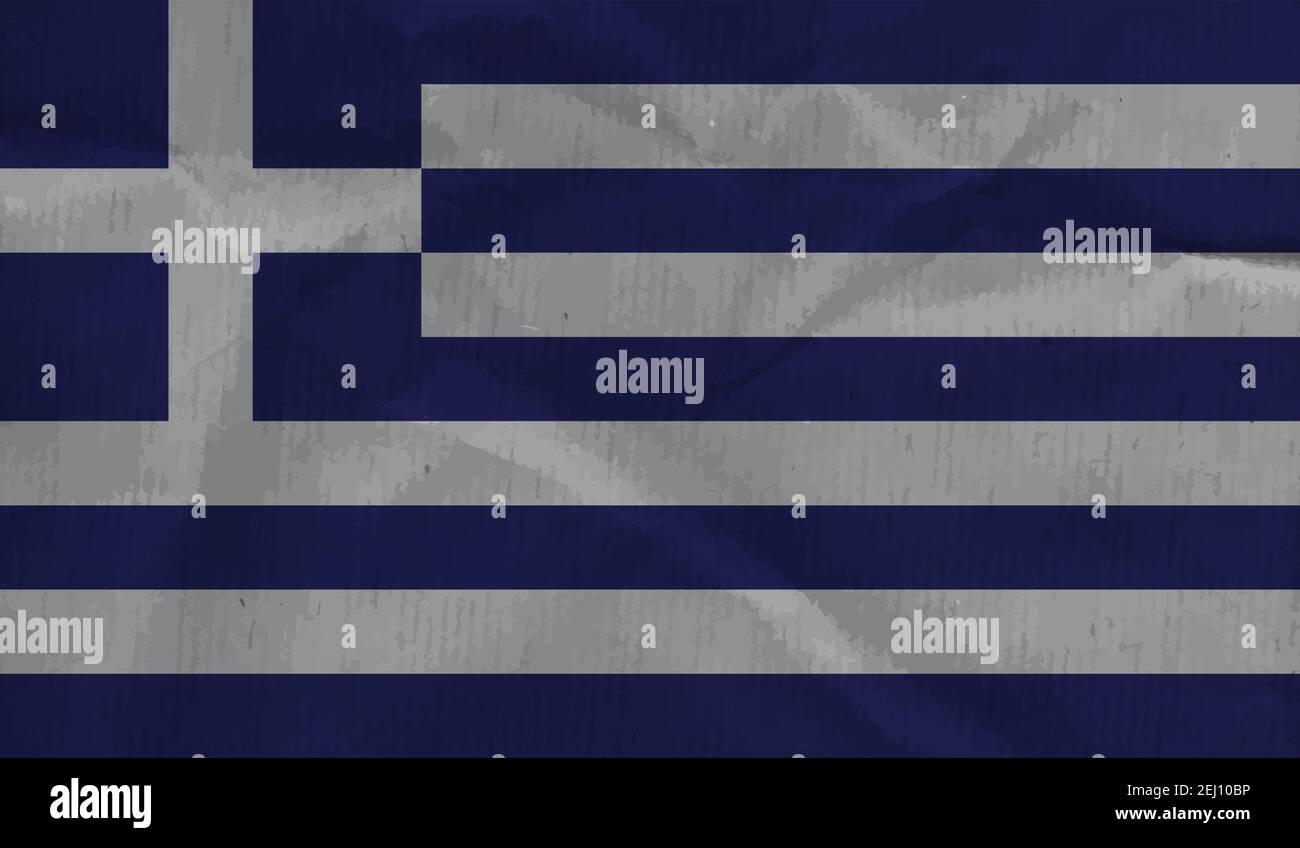 Greece flag with waving grunge texture. Vector background Stock Vector ...