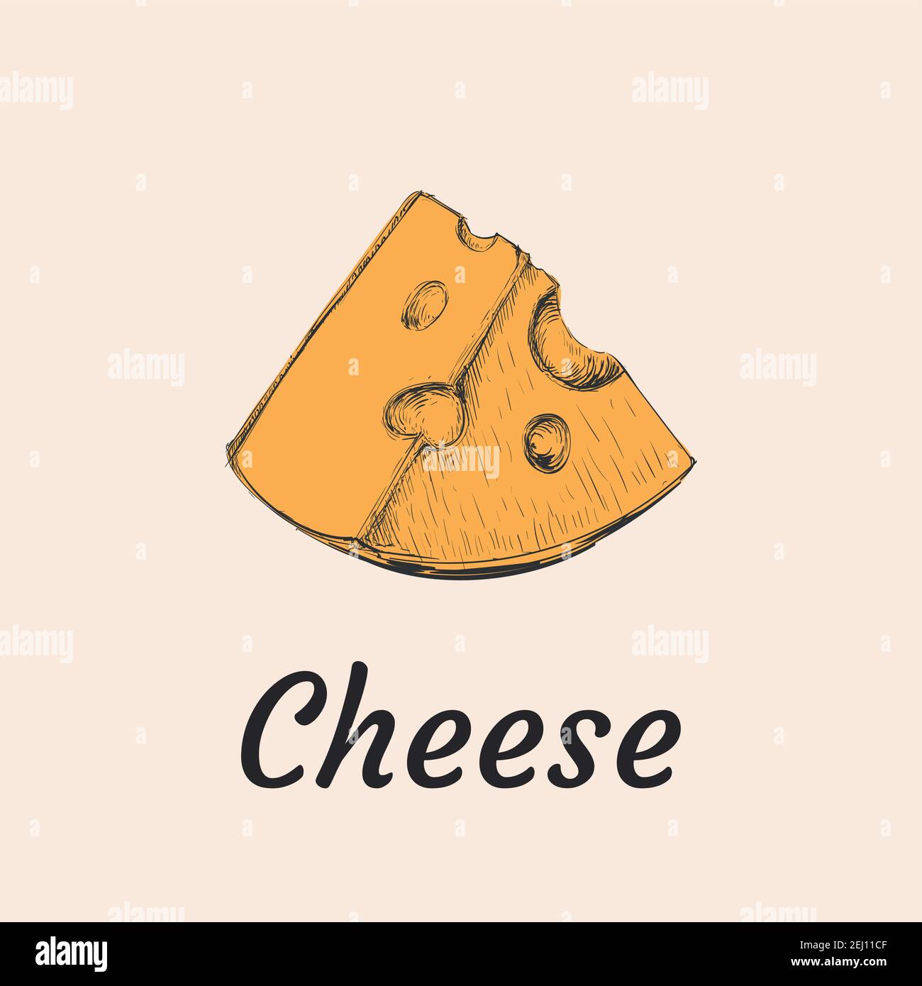 Piece of Cheese Hand Drawn Vector Illustration Cheese Hand Drawn Vector ...