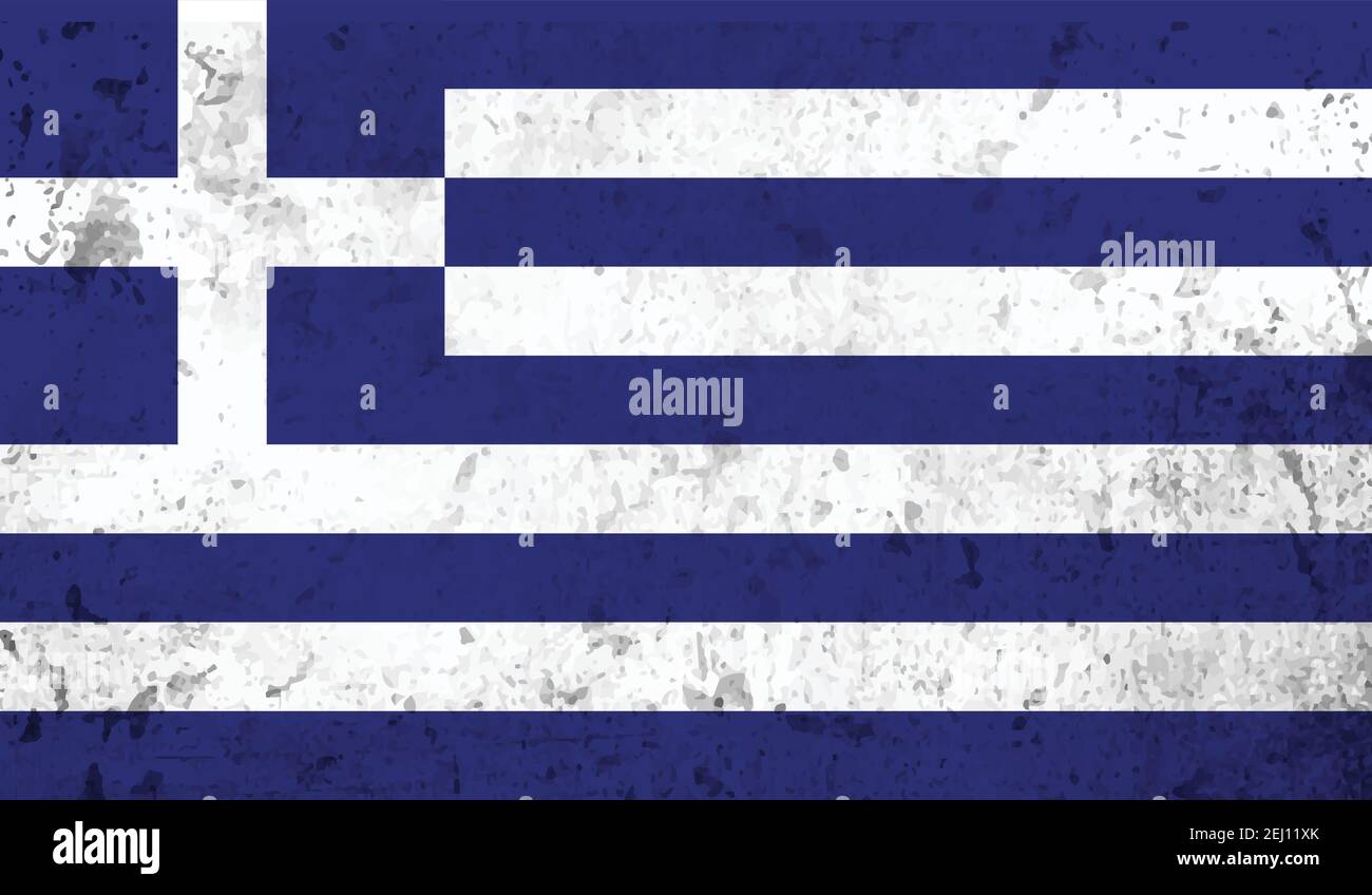 Greece flag with waving grunge texture. Vector background Stock Vector ...