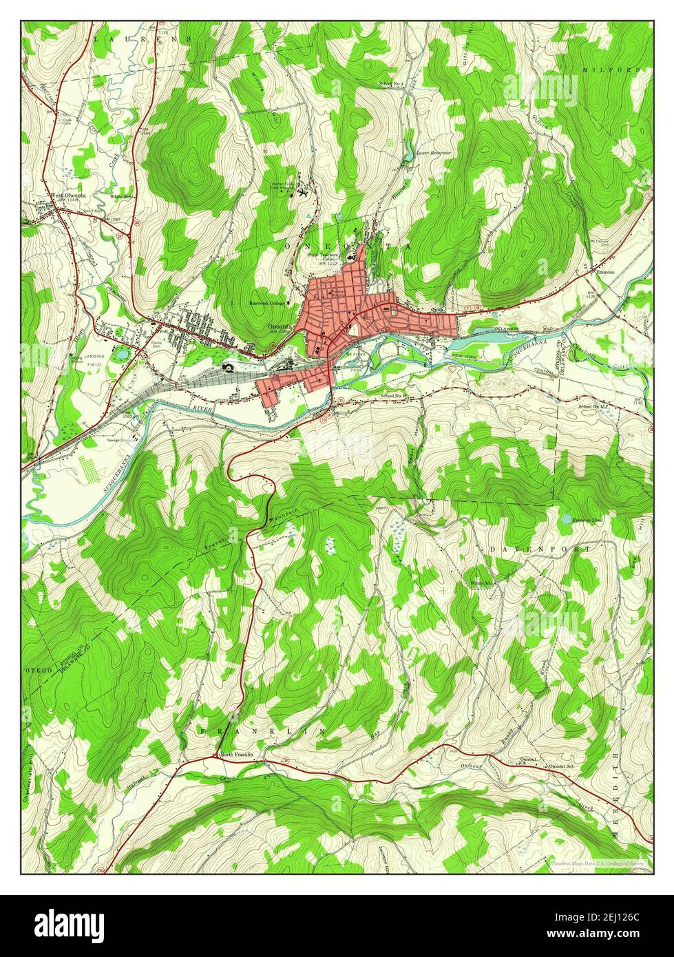 Oneonta, New York, map 1943, 1:24000, United States of America by ...