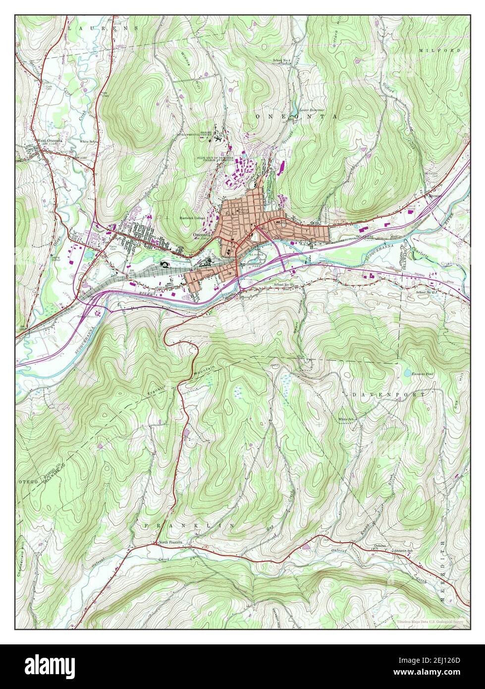 Oneonta new york map hi-res stock photography and images - Alamy