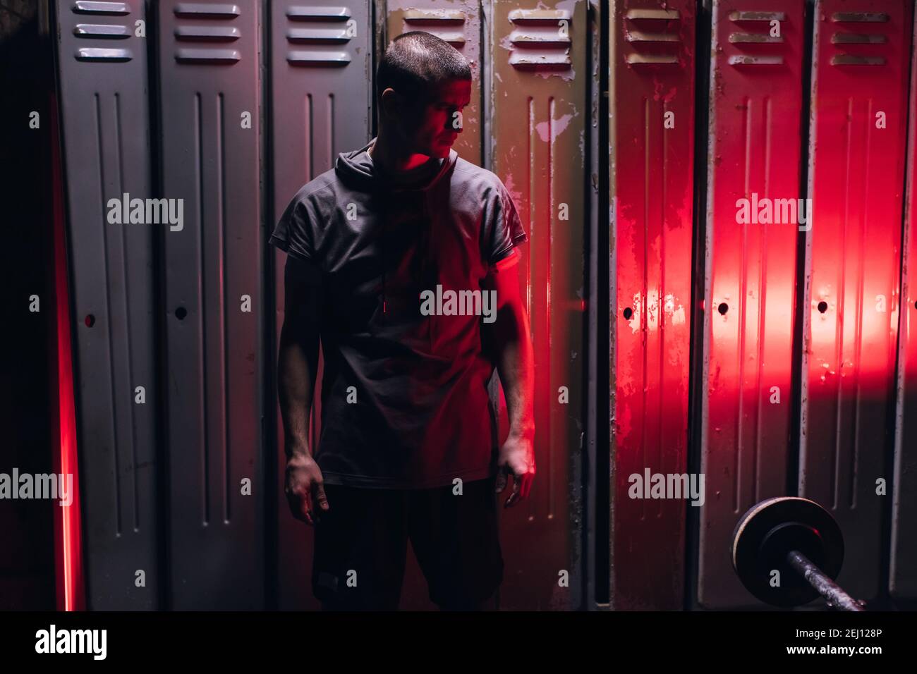 Man get ready for boxing training in the locker room Stock Photo - Alamy
