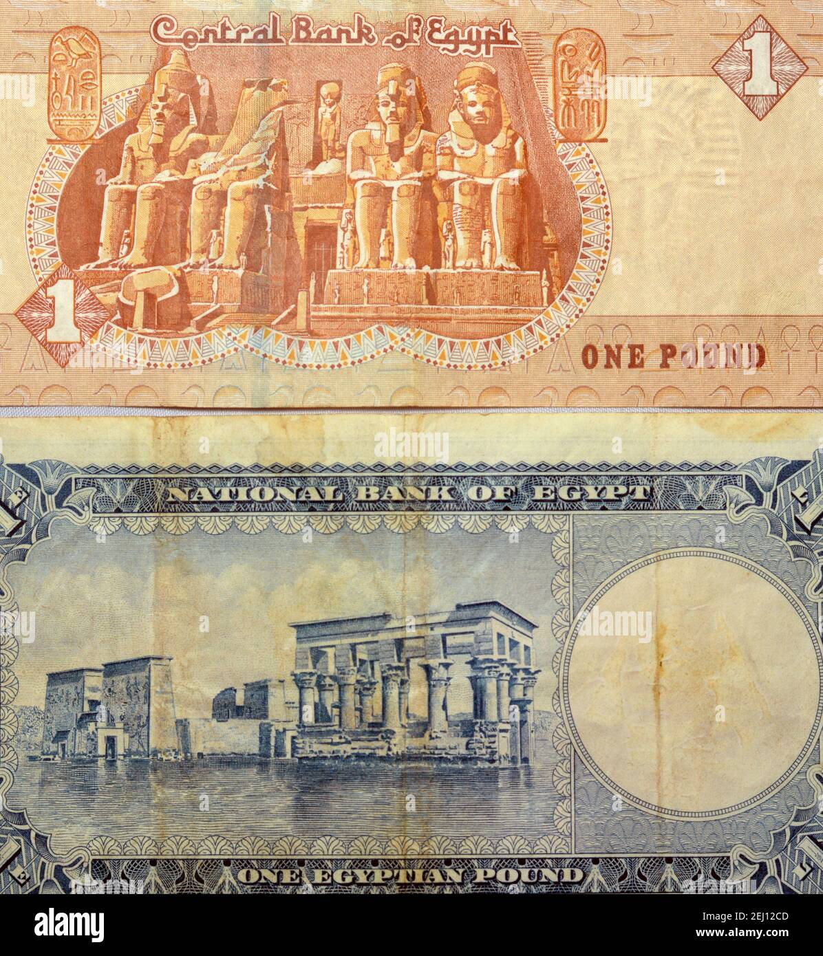 Egyptian one pound 1956 banknote and 2016 banknote . old Egyptian one ...