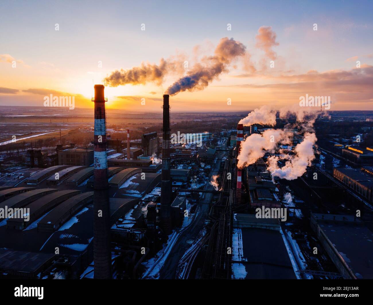 Aerial panorama industrial area chimneys hi-res stock photography and ...