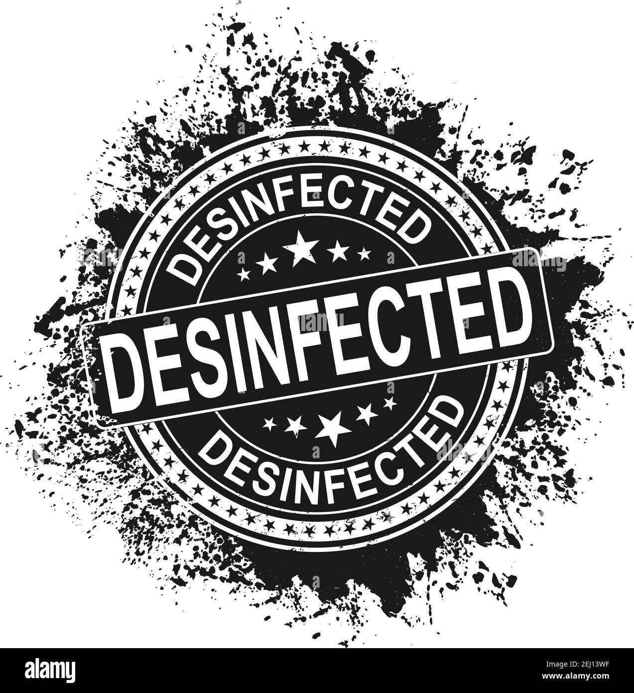 Disinfected vector label isolated on white background, 100 guarantee ...