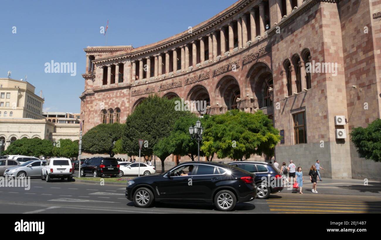 YEREVAN, ARMENIA, CAUCASUS - 28 AUGUST 2019: Central Republic Square ...